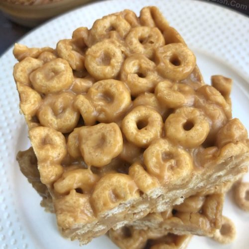 3 Ingredient Peanut Butter Cheerio Bars - The Lazy Dish