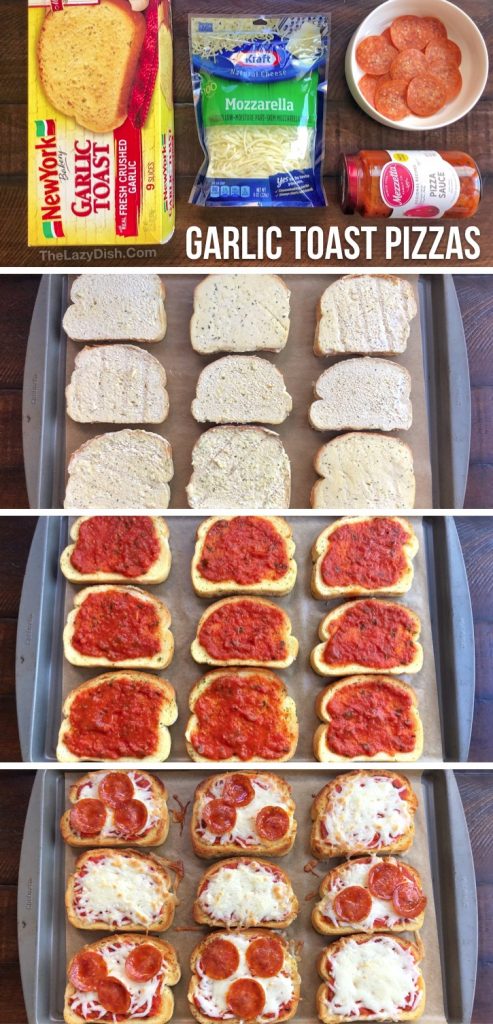 Quick & Easy Mini Garlic Toast Pizzas - The Lazy Dish