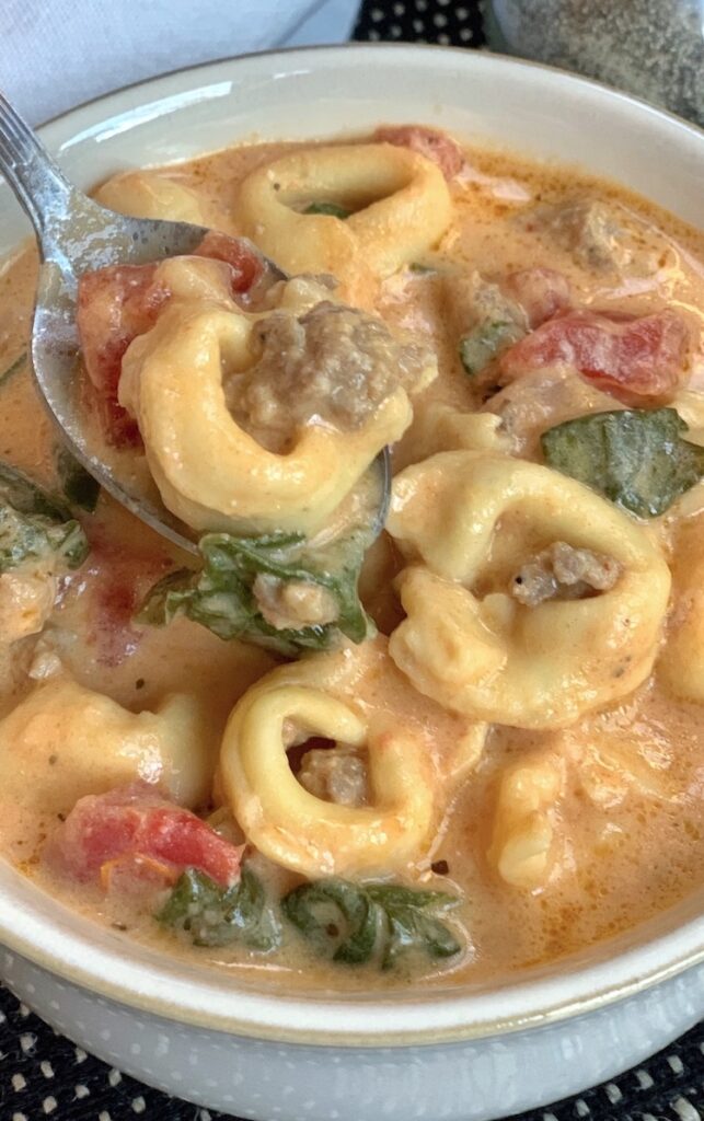 Slow Cooker Creamy Sausage Tortellini Soup